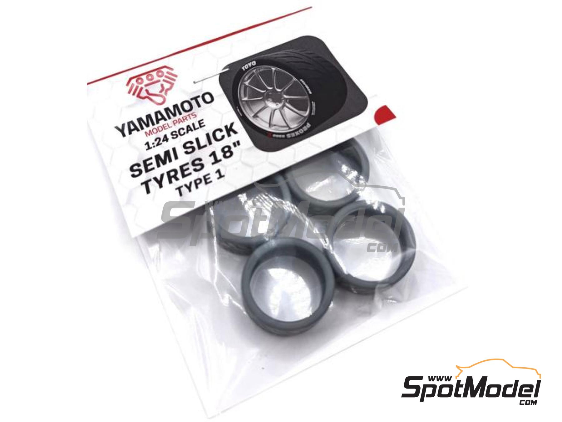 Yamamoto Model Parts YMPRIM19: Tyre set 1/24 scale - Toyo Proxes R888R semi slick 18 inches ...